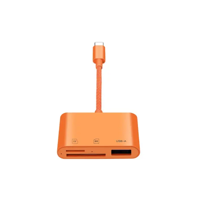 Type-C 3-u-1 čitač kartica — Brzi SD/TF/USB za iPad i MacBook Orange ...